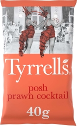 Tyrrells Posh Prawn Cocktail Crisps 40g Pack | Turner Price